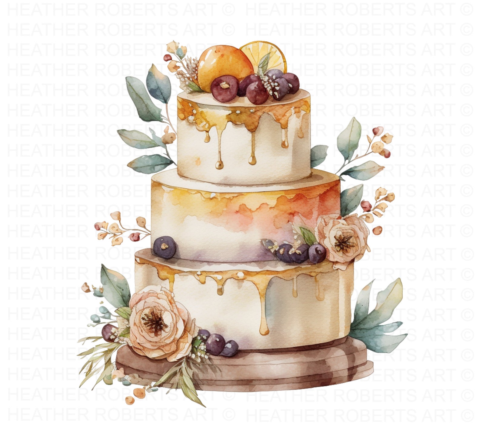 Watercolor Wedding Cakes Clipart Cake Clip Art Wedding Cake - Etsy