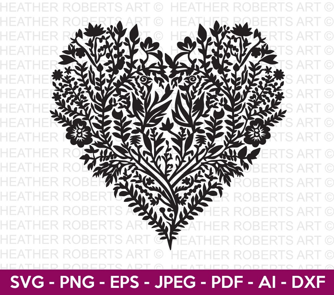 Floral Heart SVG, Floral Heart SVG, Flower Svg, Floral Svg, Heart Svg ...