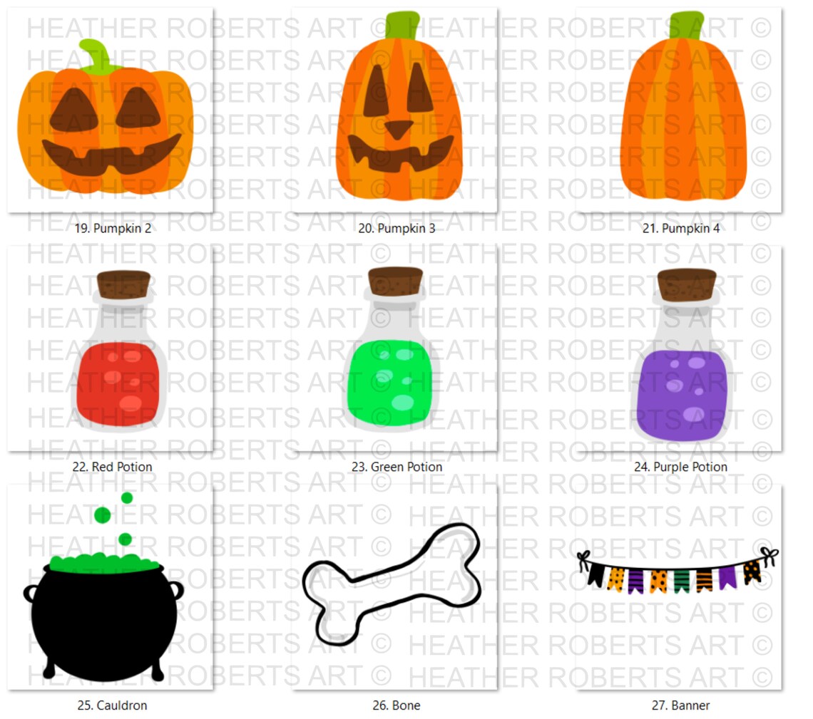 Halloween Clipart Set Halloween PNG Cute Halloween Clipart - Etsy