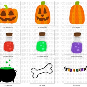 Halloween Clipart Set, Halloween PNG, Cute Halloween Clipart Set, Witch ...