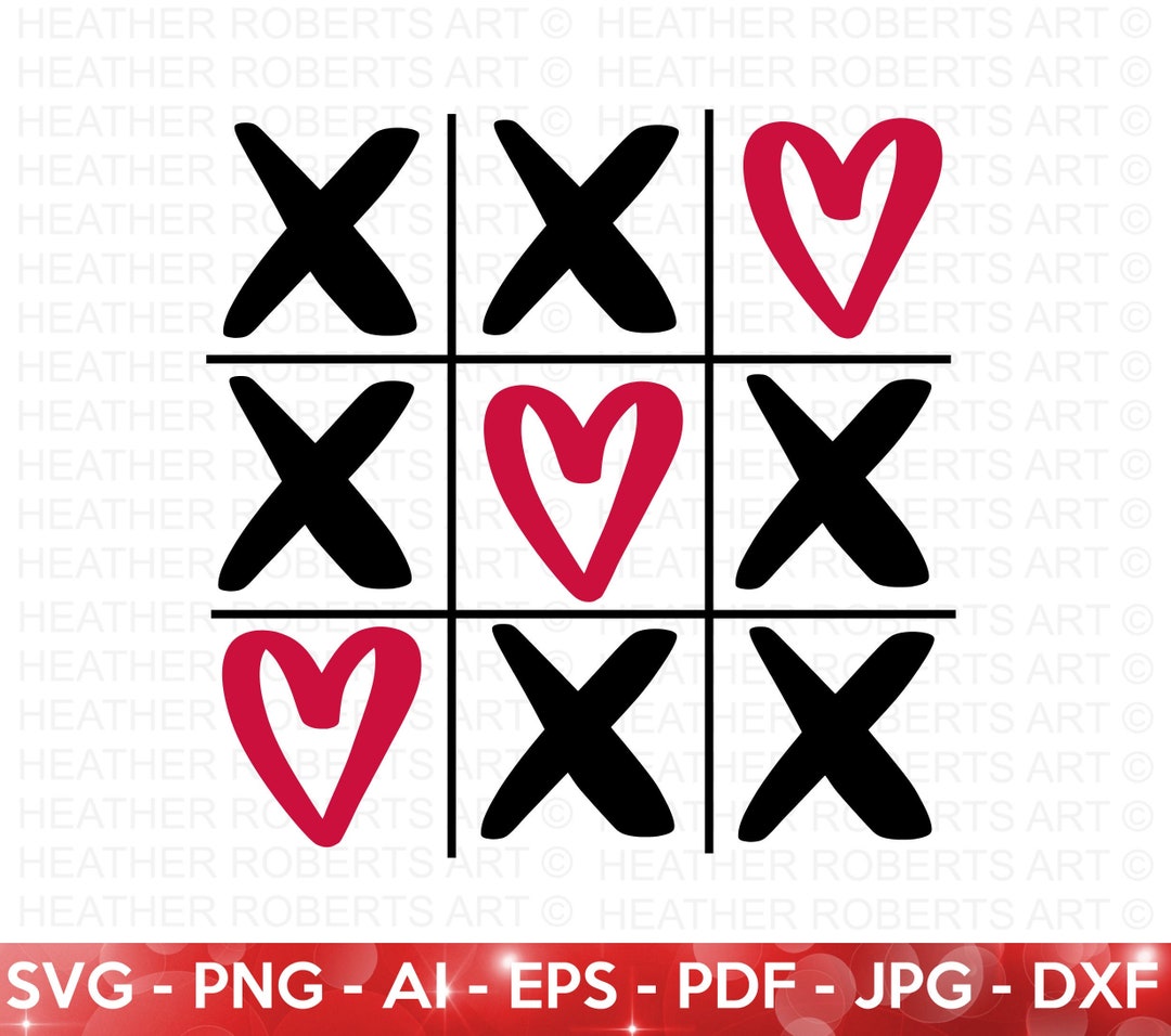 Tic Tac Toe Hearts SVG: Valentine's Day Cut File (digital Download) - Etsy