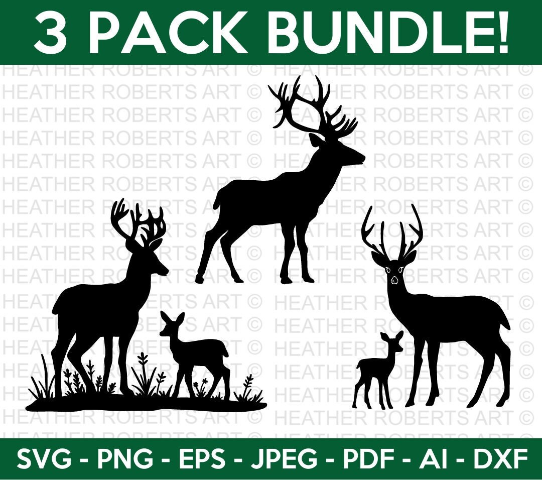 Deer Mini Svg Bundle, Deer SVG, Nature Deer Svg, Mountains Svg, Animals ...