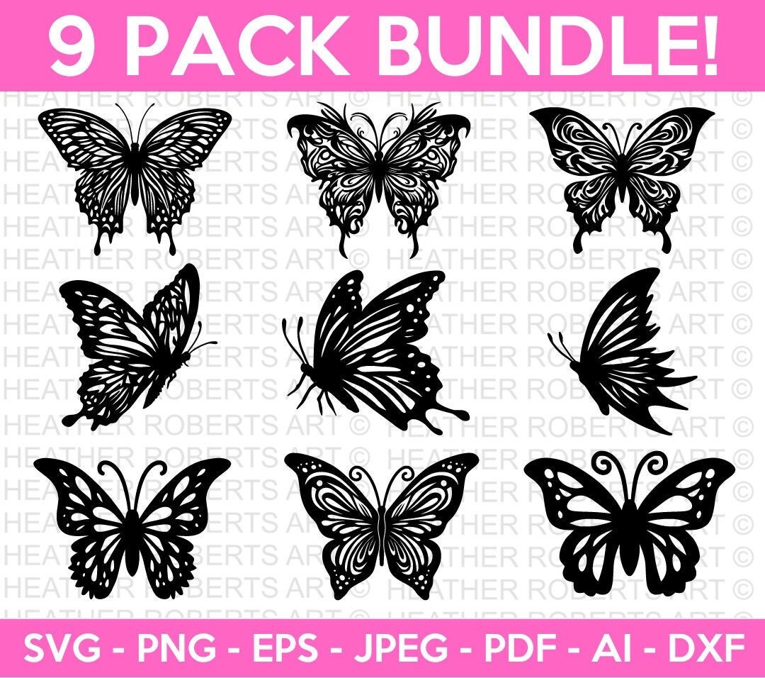 Butterfly Svg Bundle, Buttefly Svg, Doodle Butterfly Svg, Monarch ...