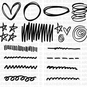 Scribble Lines SVG Bundle: Doodle Drawing Cut Files (digital Download ...