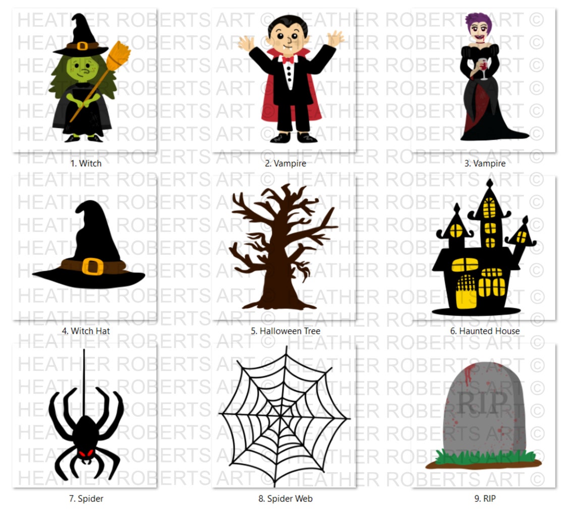 Halloween Clipart Set Halloween PNG Cute Halloween Clipart - Etsy