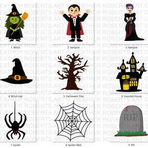 Halloween Clipart Set, Halloween PNG, Cute Halloween Clipart Set, Witch ...