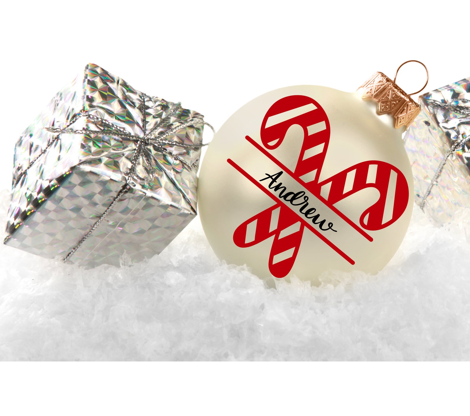 Candy Cane Monogram SVG Candy Cane Name Frame SVG Christmas - Etsy