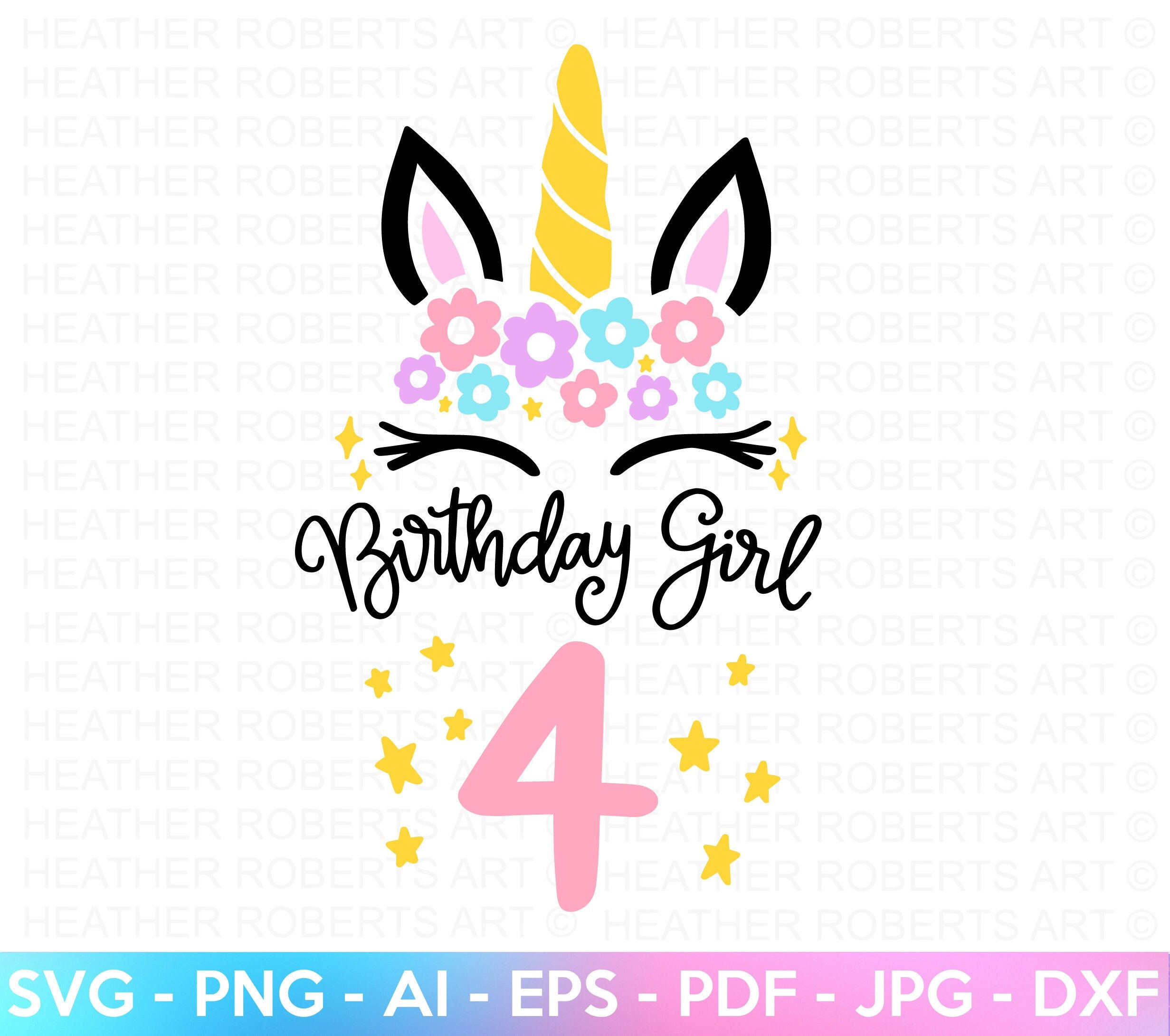 Fourth Unicorn Birthday SVG 4th Birthday Shirt SVG Unicorn - Etsy