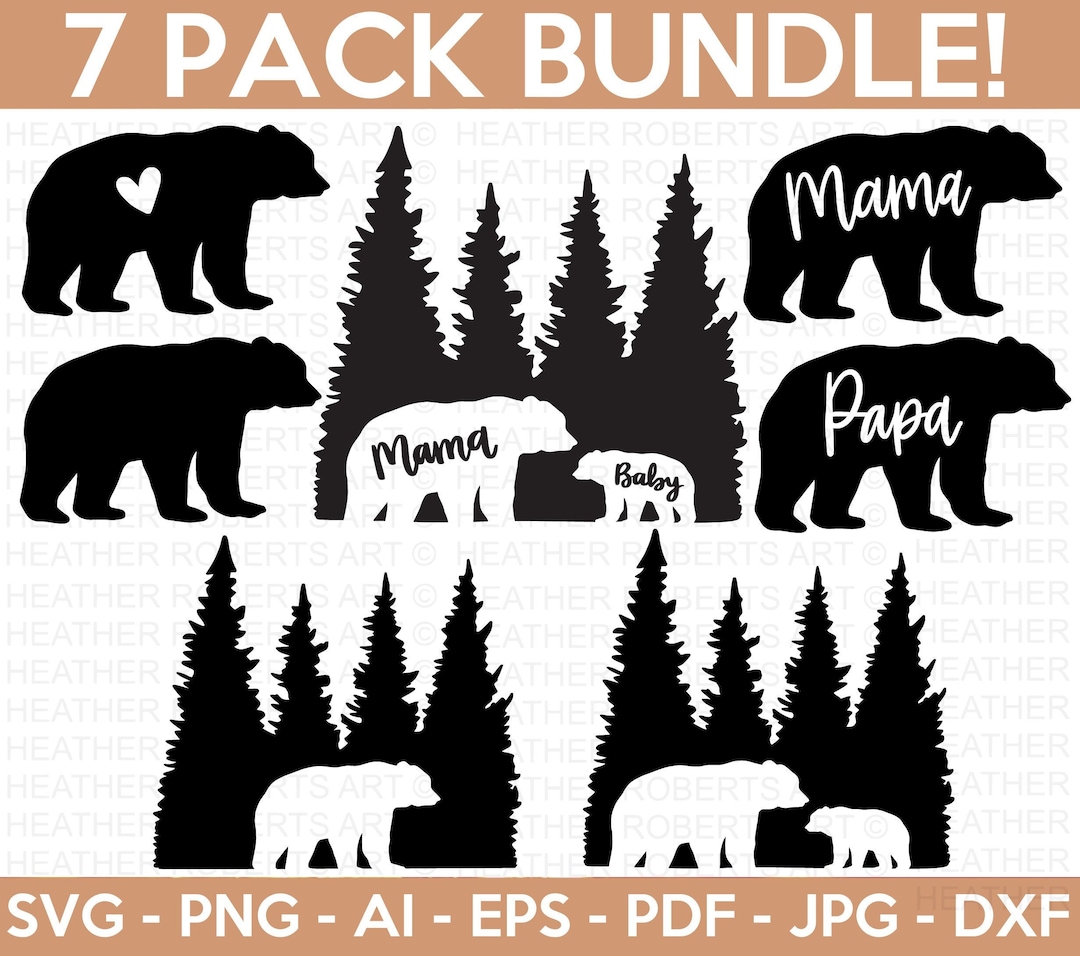 Bear SVG Bundle, Bear Silhouette SVG, Papa Bear Svg, Mama Bear Svg ...