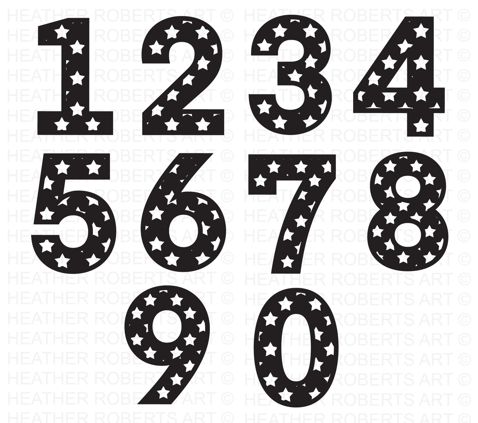 Stars Monogram Alphabet and Numbers SVG Bundle Stars Letters | Etsy