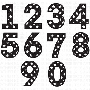 Stars Monogram Alphabet and Numbers SVG Bundle, Stars Letters SVG ...
