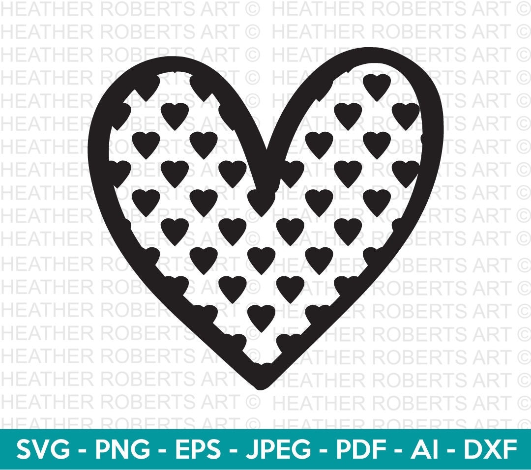 Herzen gefüllt Herz svg, Herz SVG, handgezeichnetes Herz svg, Valentine ...