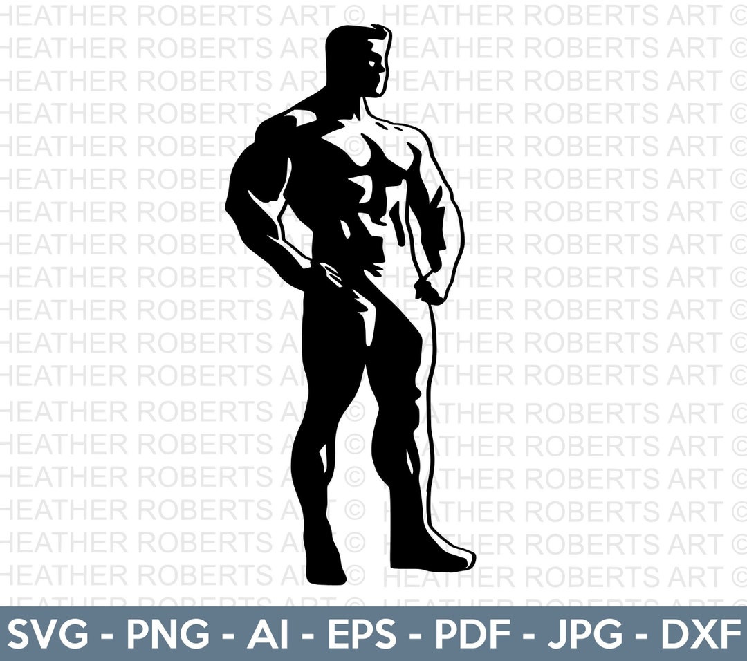 Muscle Man Silhouette SVG: Hand-drawn Portrait (digital Download) - Etsy