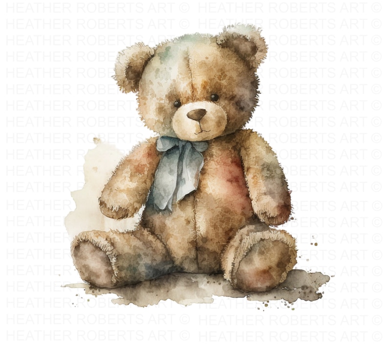Watercolor Teddy Bear Clipart, Teddy Bear Cute Clip Art, Card Making ...