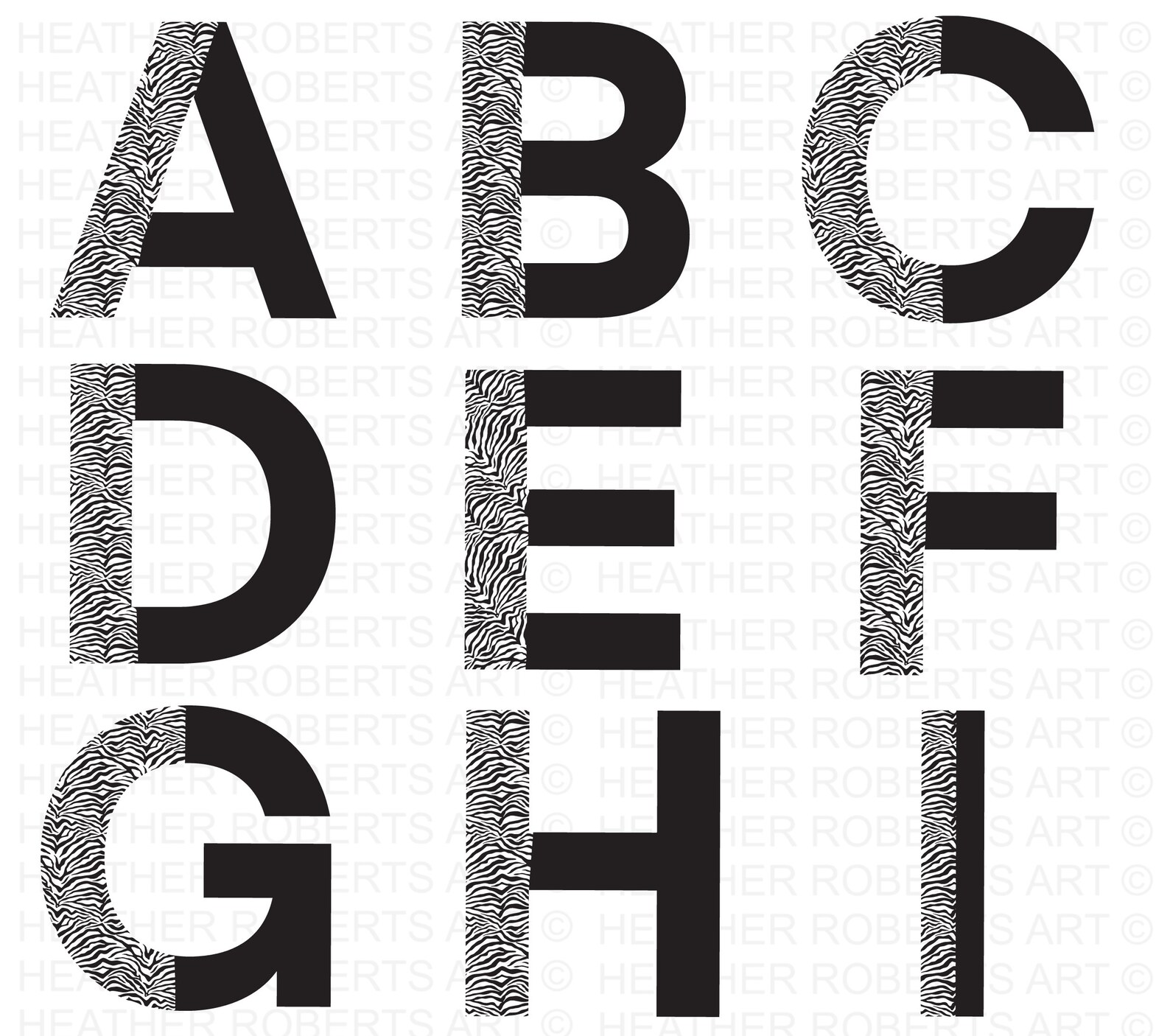 Zebra Monogram Alphabet and Numbers SVG Bundle Zebra Print - Etsy