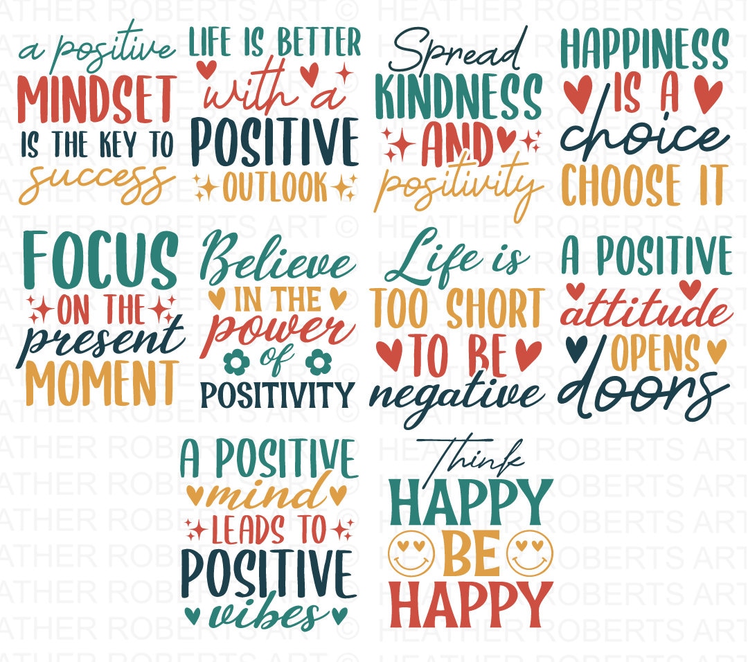 Positive Quotes SVG Bundle: Motivational & Inspirational Designs ...