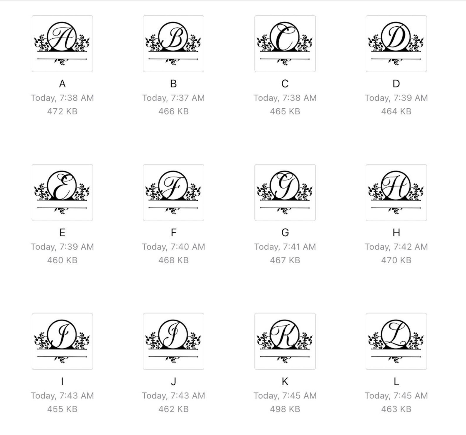 Split Fancy Monogram Alphabet SVG PNG Split Monogram Frame | Etsy