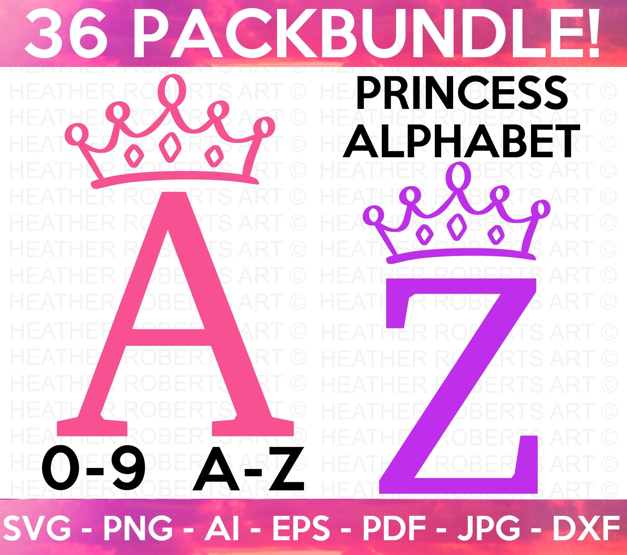 Princess Alphabet and Numbers SVG Princess Monogram Alphabet - Etsy ...