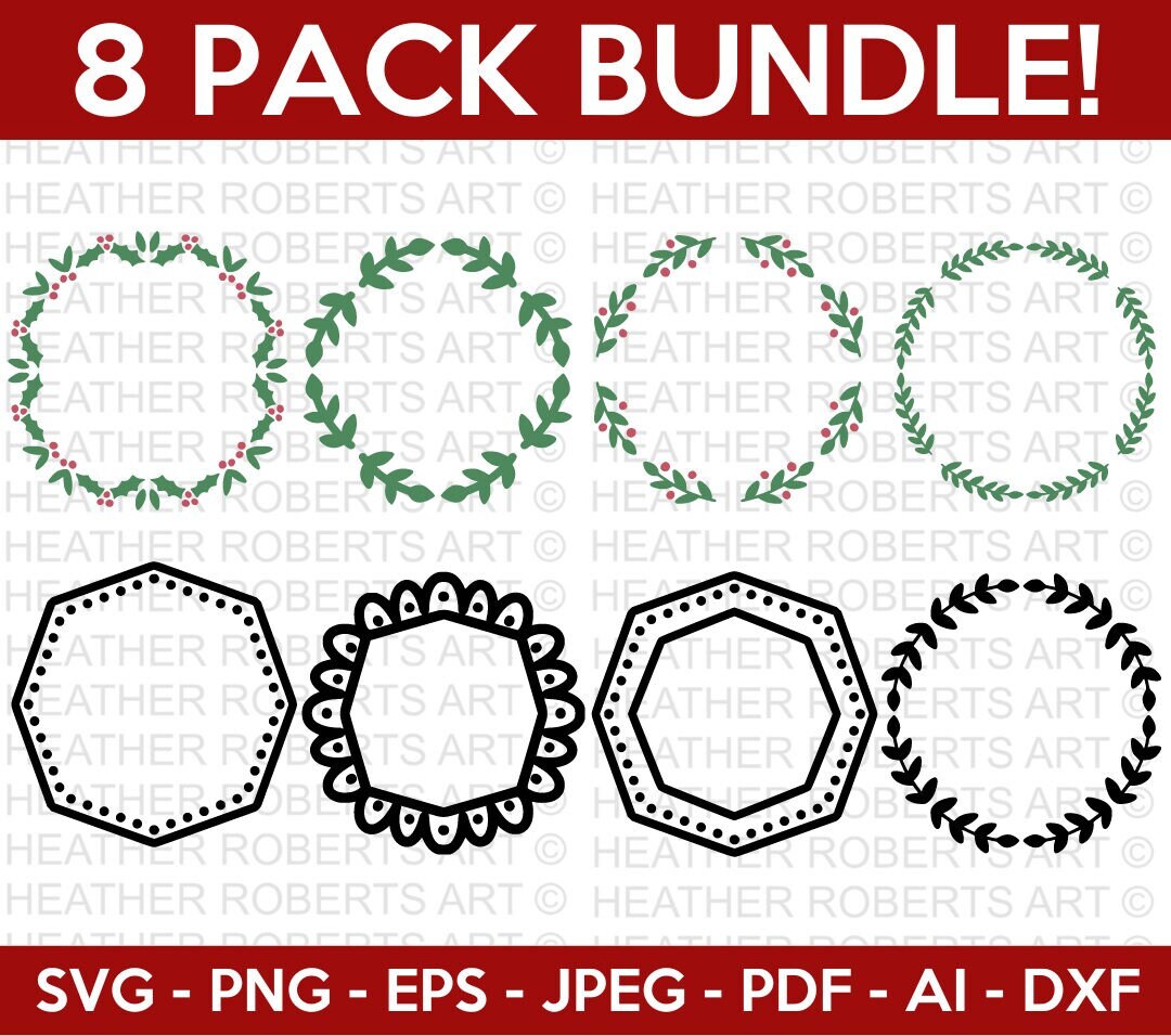 Christmas Frame SVG Bundle: Circular & Octagon Frames (digital Download ...