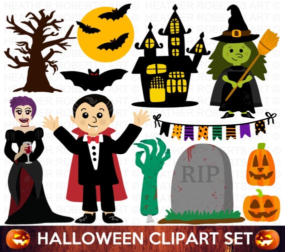 Halloween Clipart Set Halloween PNG Cute Halloween Clipart - Etsy