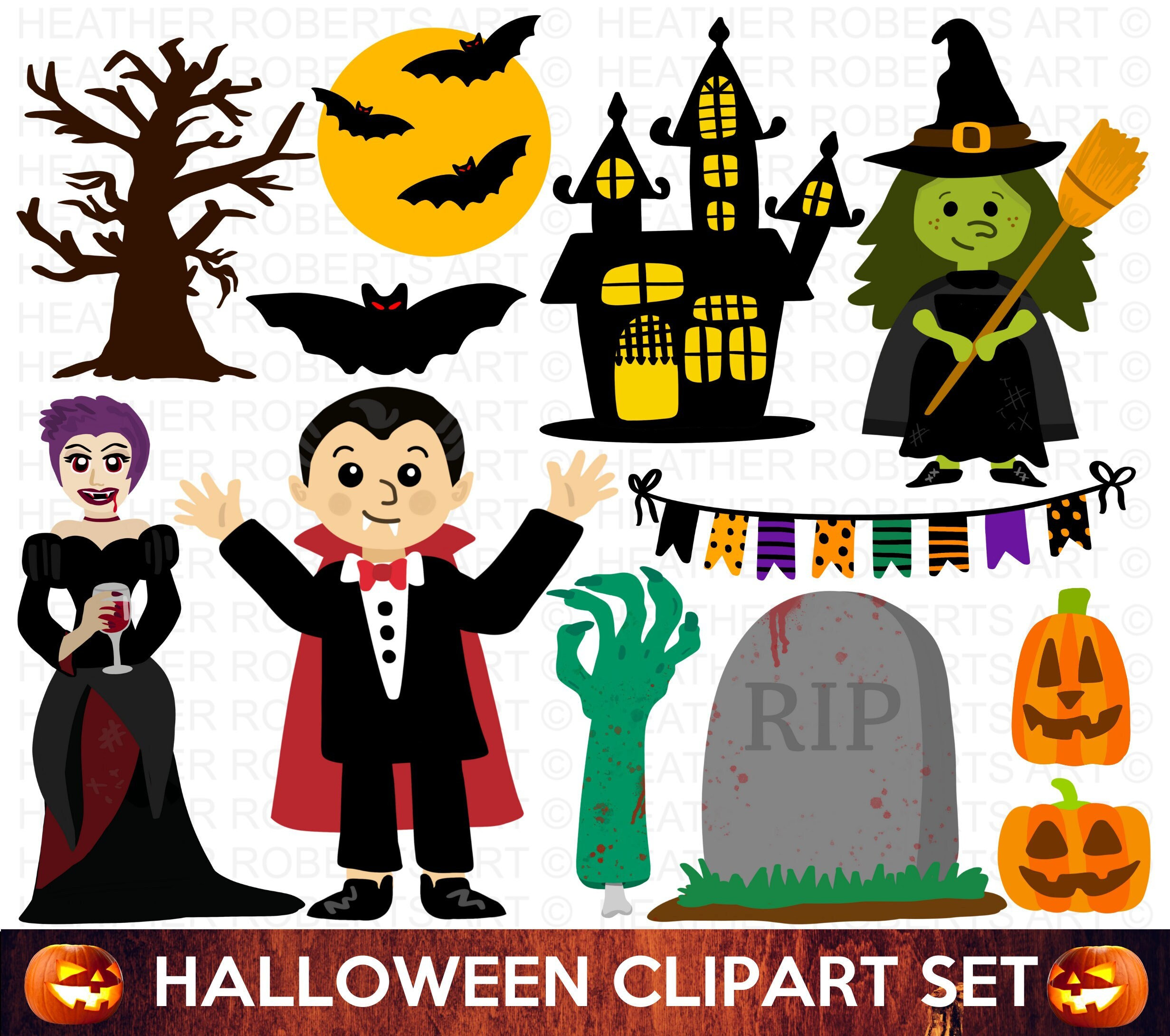 Halloween Clipart Set Halloween PNG Cute Halloween Clipart - Etsy