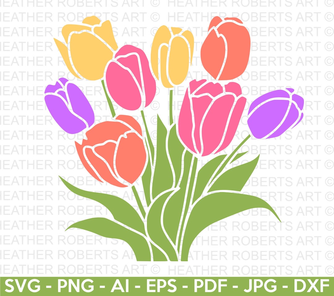 Tulips Bouquet SVG, Floral Decoration SVG, Tulip Svg, Flowers SVG ...