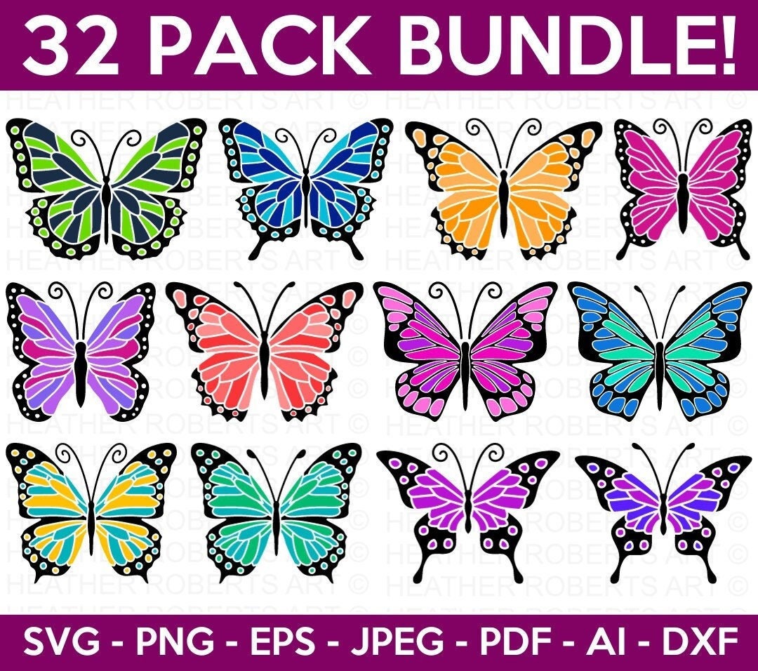 Butterfly Svg Bundle, Buttefly Svg, Doodle Butterfly Svg, Monarch ...