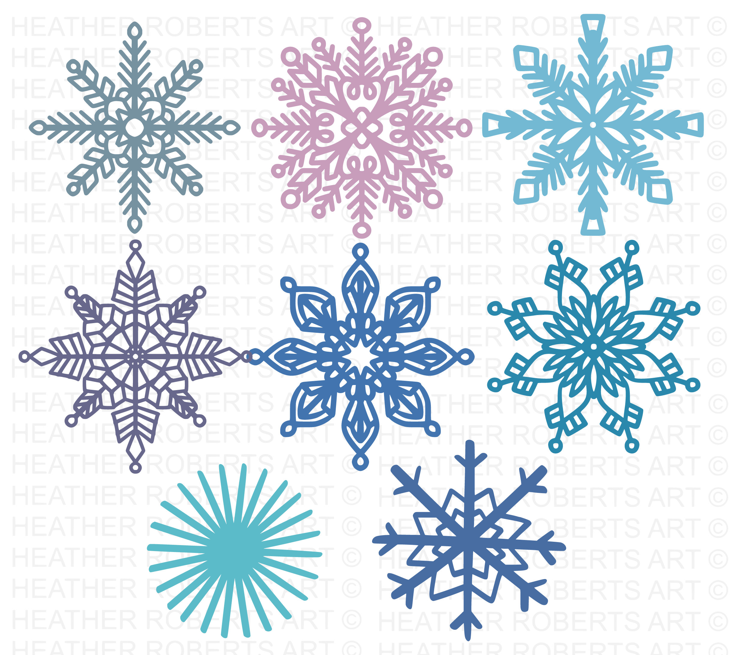 Snowflakes Colored SVG Bundle Snowflakes SVG Winter SVG - Etsy