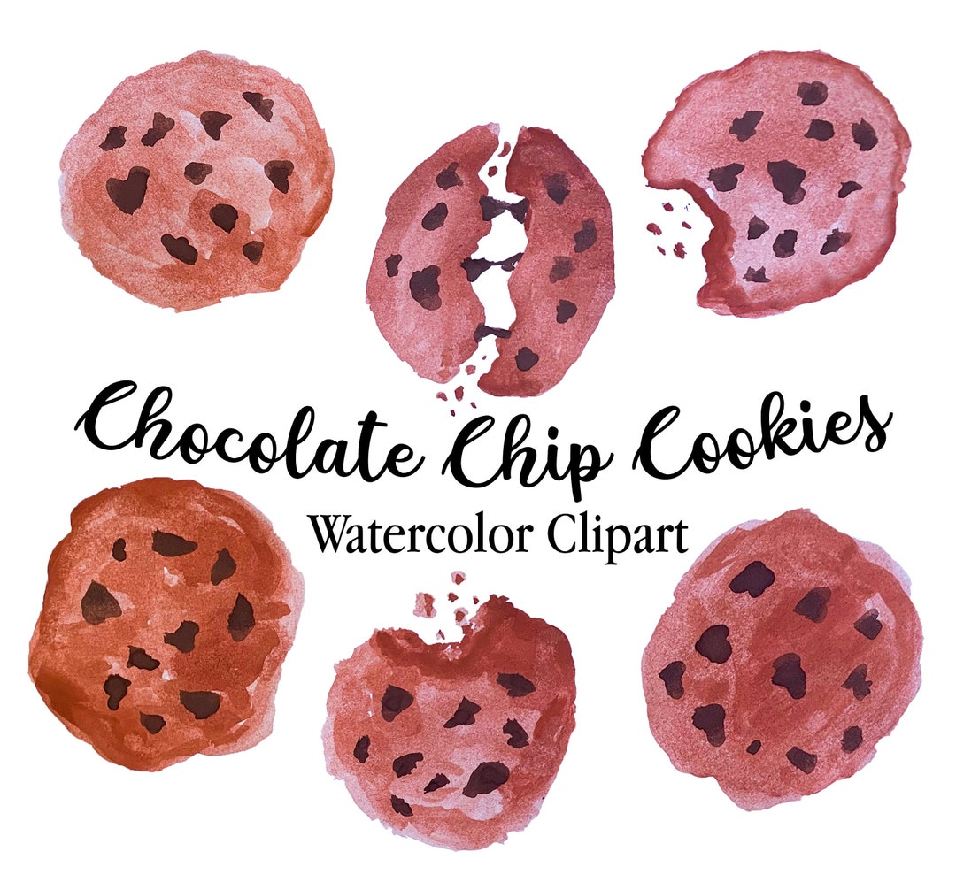 Watercolor Chocolate Chip Cookies Clipart, INSTANT DOWNLOAD, Sweets ...