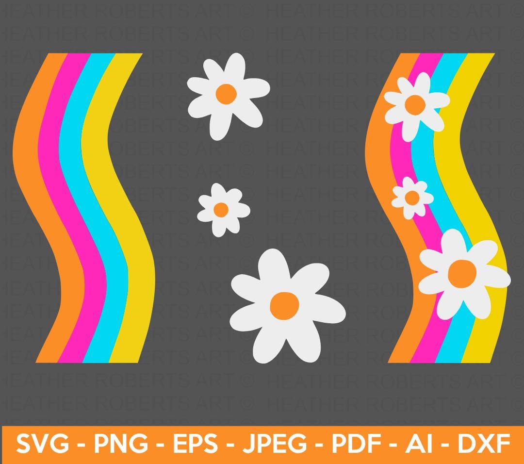 Daisy Flowers SVG, Retro Flower Svg, Flower Clipart, Retro Flower Cut ...