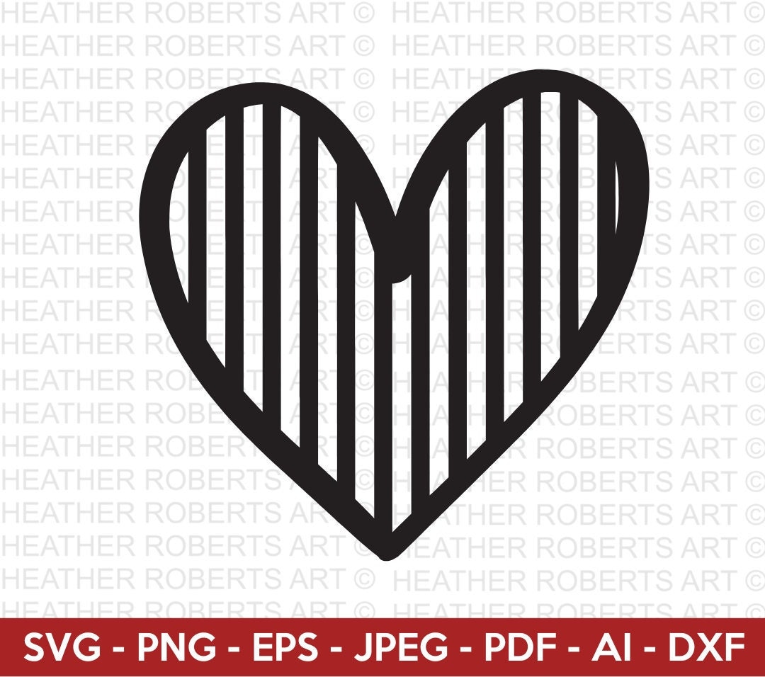 Vertical Pattern Heart Svg, Heart SVG, Hand-drawn Heart Svg, Valentine ...