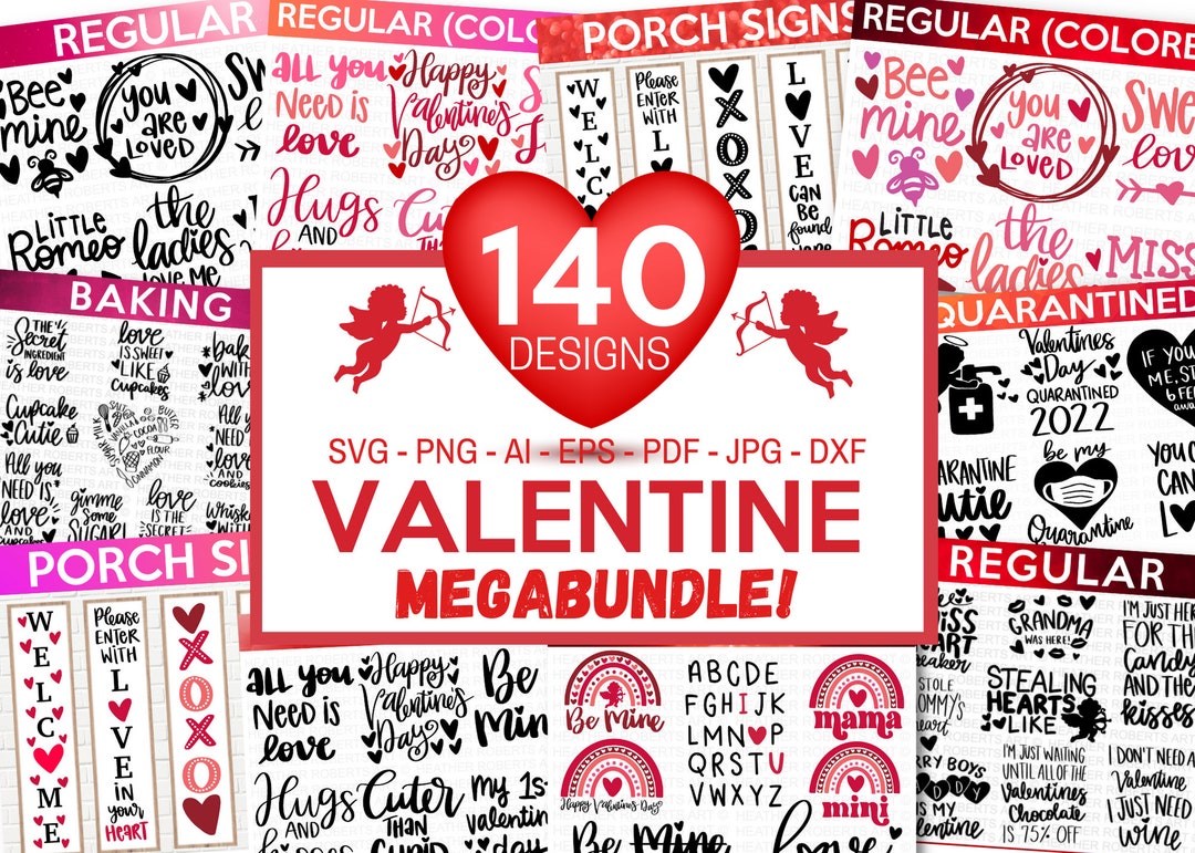 VALENTINE MEGA BUNDLE, 140 Designs, Heather Roberts Art Bundle ...