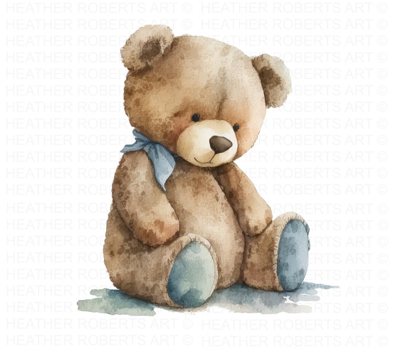 Watercolor Teddy Bear Clipart Teddy Bear Cute Clip Art Card - Etsy