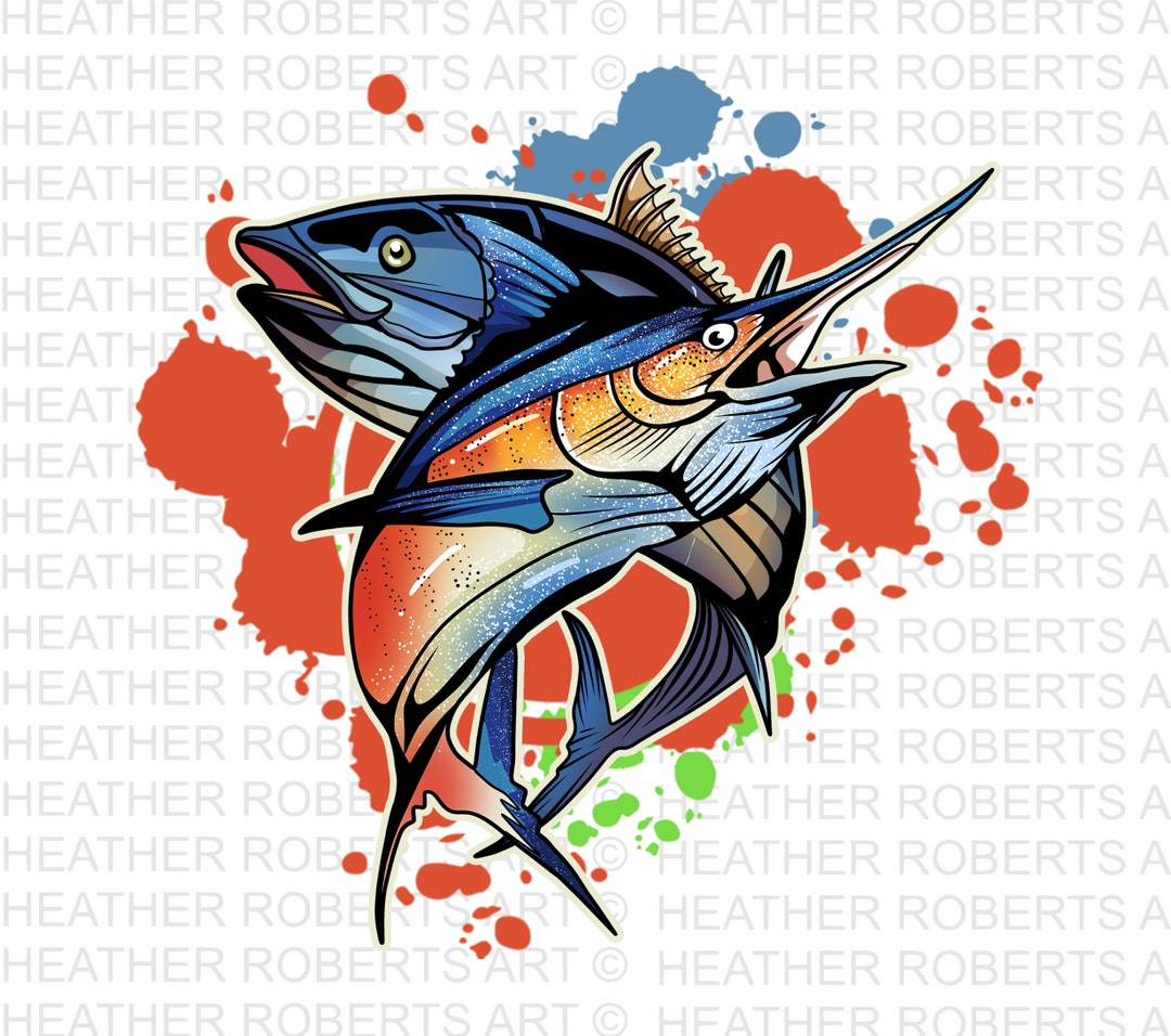Yellowfin Tuna and Blue Marlin Sublimation PNG, Fishing Fisherman ...
