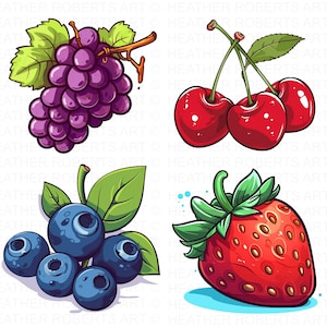 Fruit Clipart Set , Fruits PNG, Clipart Set of Strawberry, Apple ...