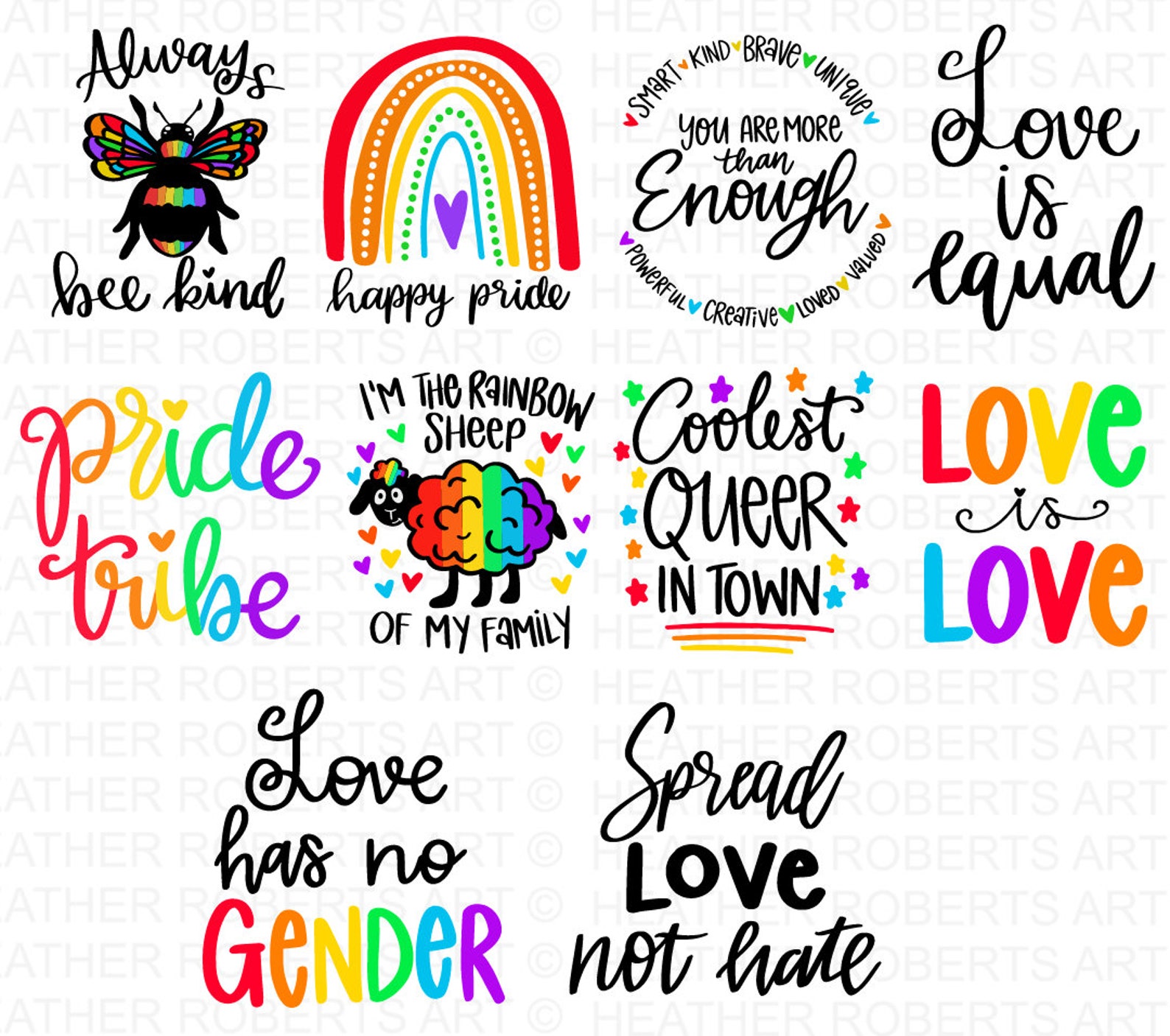 LGBTQ+ BIG Bundle, LGBTQ Svg Bundle, Gay Ally, Heather Roberts Art ...
