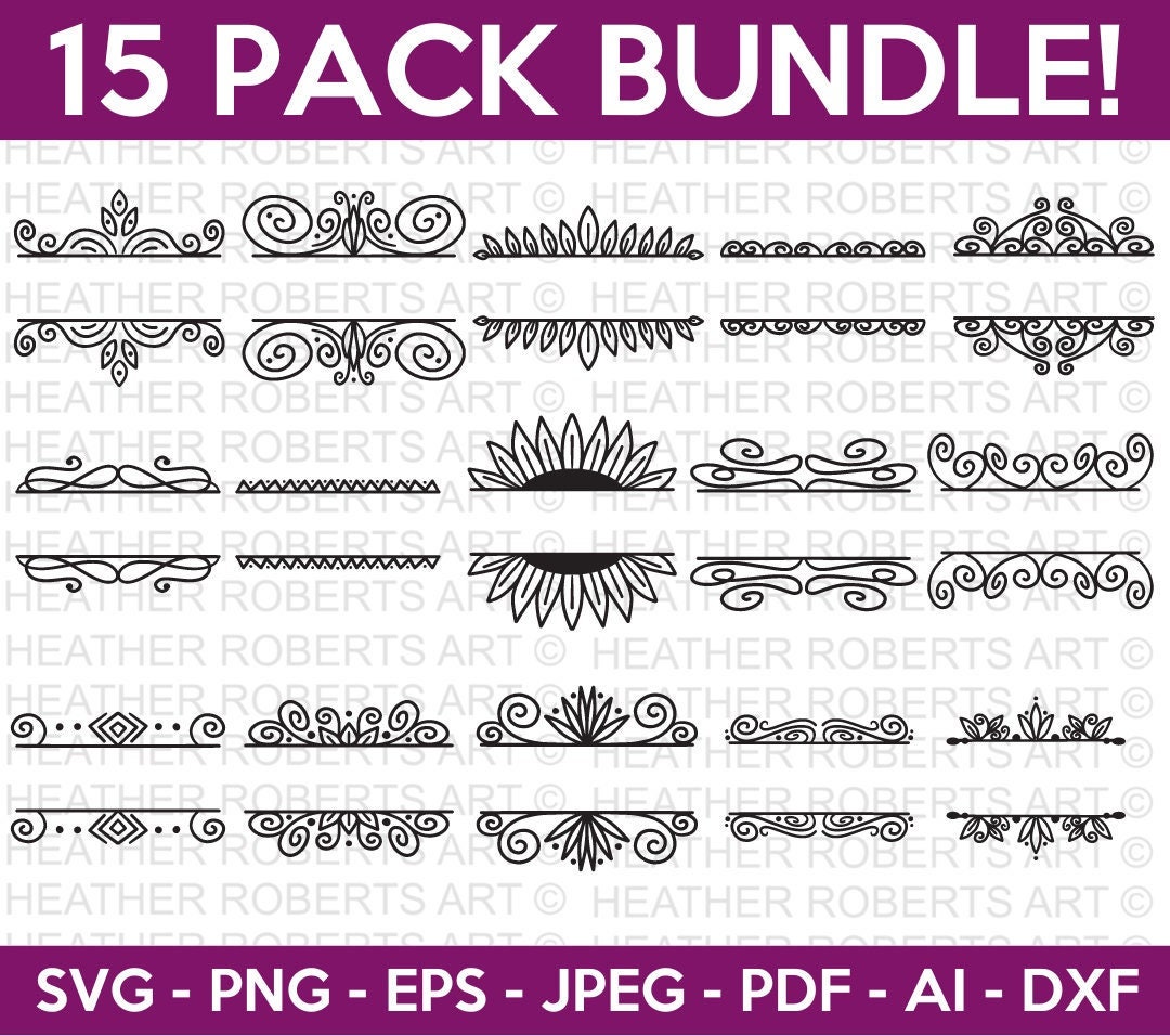 Text Frame Monograms Svg Bundle, Floral Frames, Frame Svg, Border Svg ...