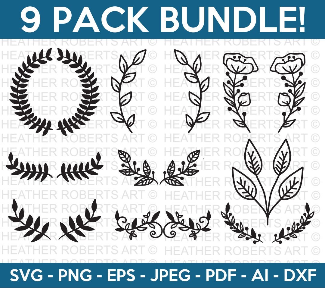 Leaves and Wreaths Svg Bundle, Nature Svg, Plants Svg, Leaf Svg ...