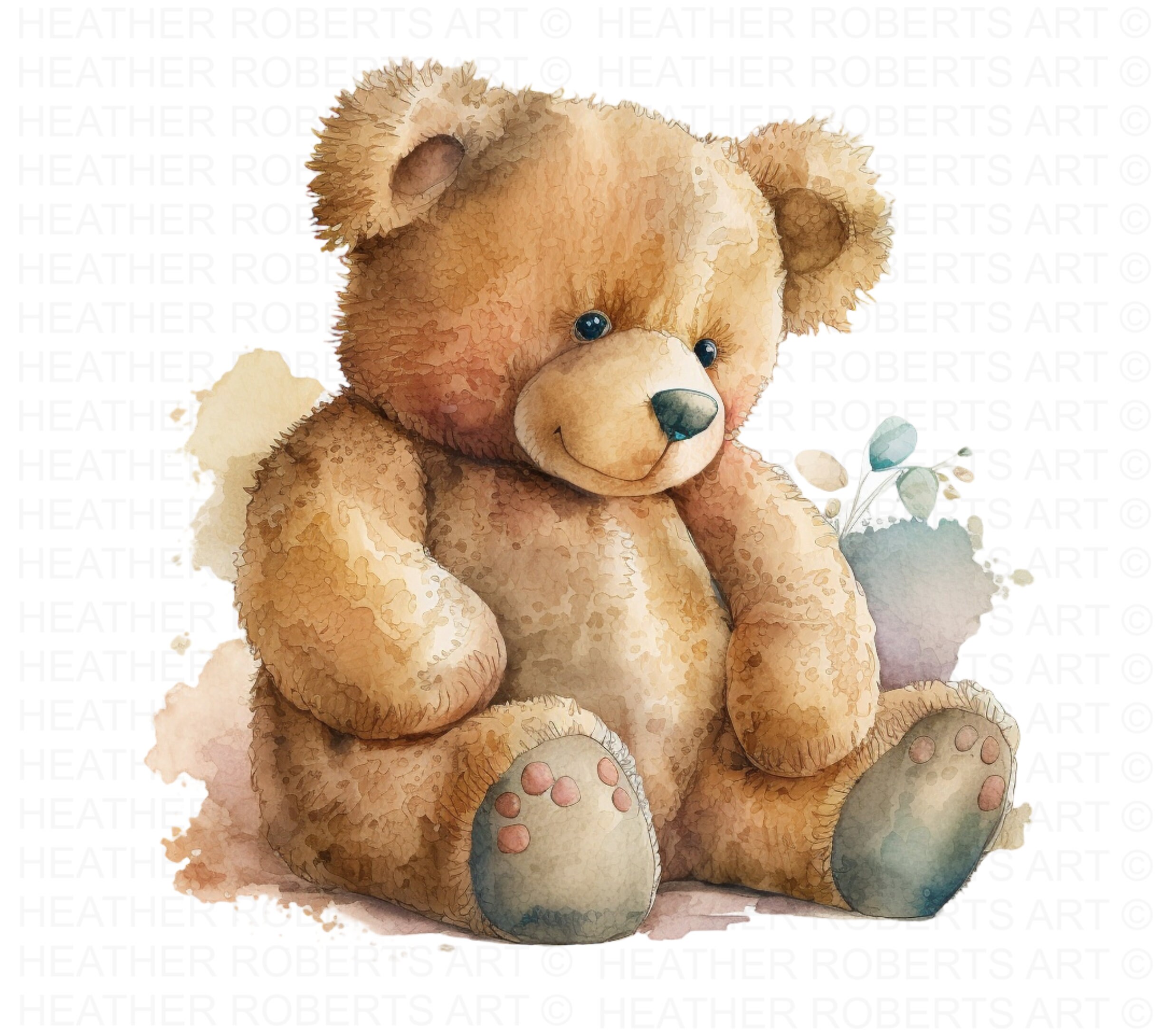 Watercolor Teddy Bear Clipart Teddy Bear Cute Clip Art Card - Etsy UK