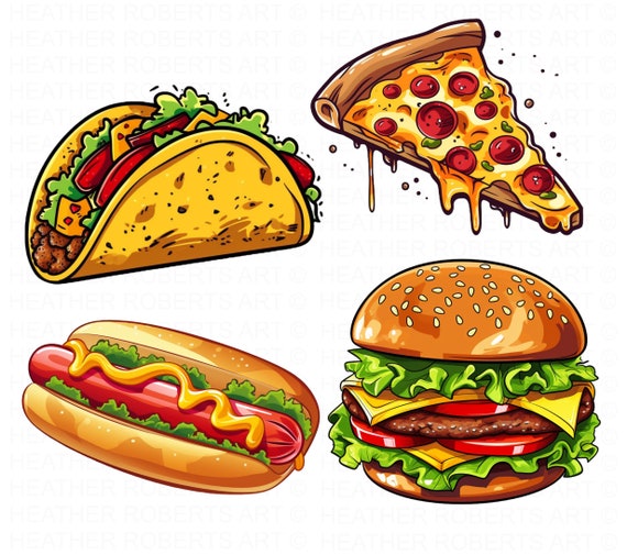 Clipart De Junk Food Stockvector Fast Foods Set, Vector Illustration.