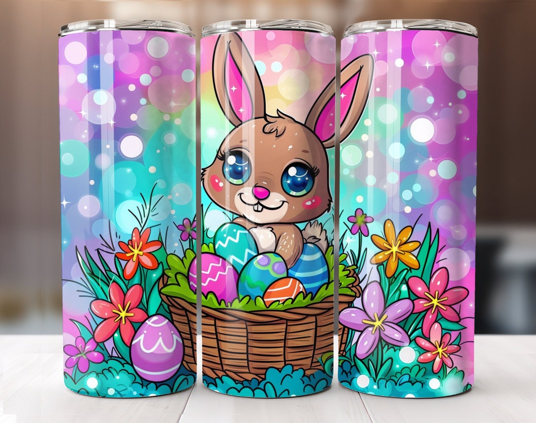 Easter Bunny Tumbler Wrap, 20oz Skinny Easter Tumbler PNG Easter Eggs ...
