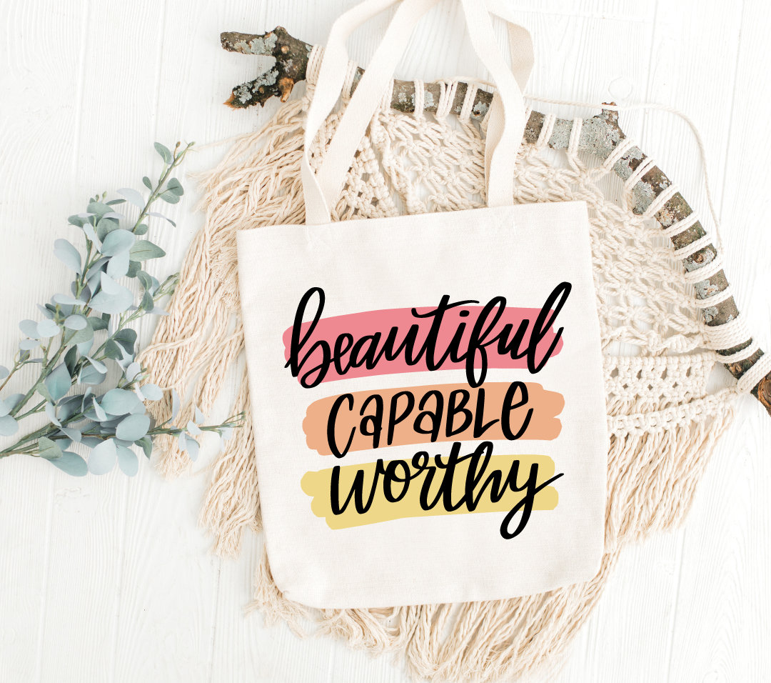 Beautiful Capable Worthy Svg Positive Quotes Calligraphy - Etsy