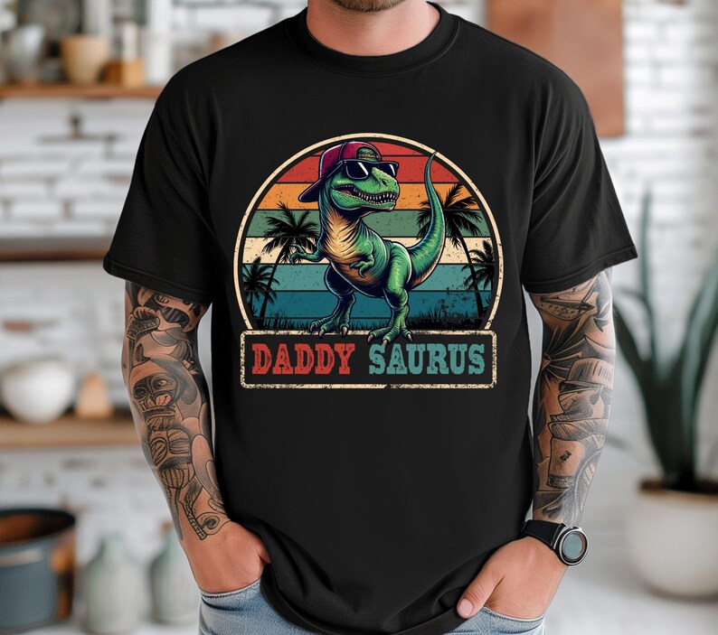 Retro Daddy Saurus T-rex PNG: Father's Day Dinosaur Gift (digital ...