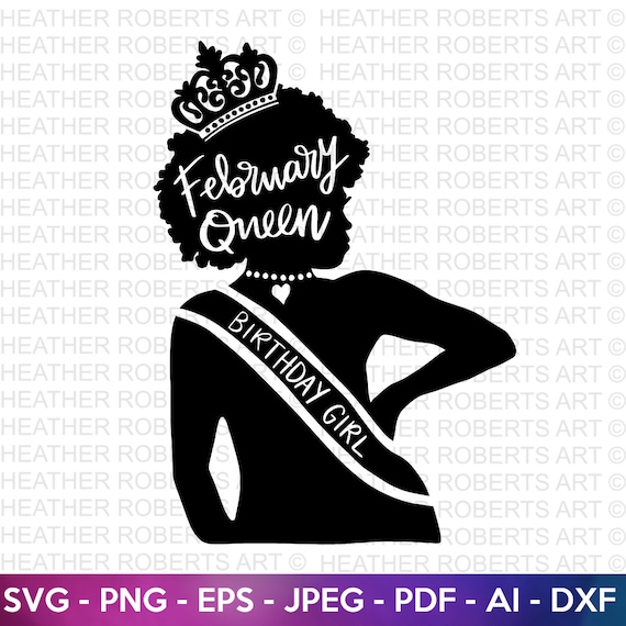 Birthday Queen of February SVG Afro Birthday Queen Svg Afro | Etsy