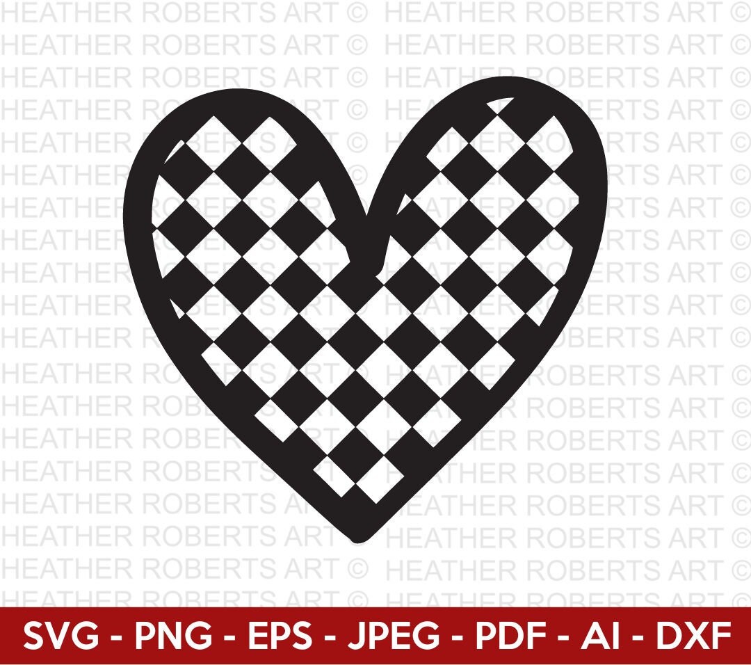 Checkered Heart Svg, Heart SVG, Sketch,hand-drawn Heart Svg,valentine ...