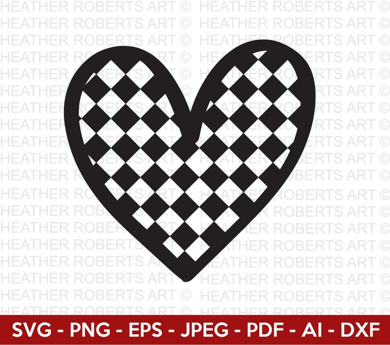 Checkered Heart Svg Heart SVG Sketchhand-drawn Heart - Etsy
