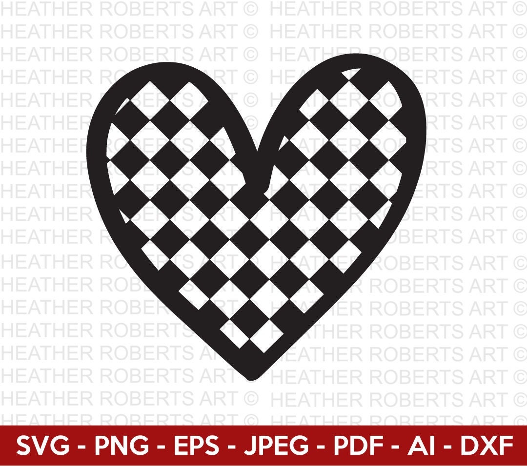 Checkered Heart Svg Heart SVG Sketchhand-drawn Heart - Etsy