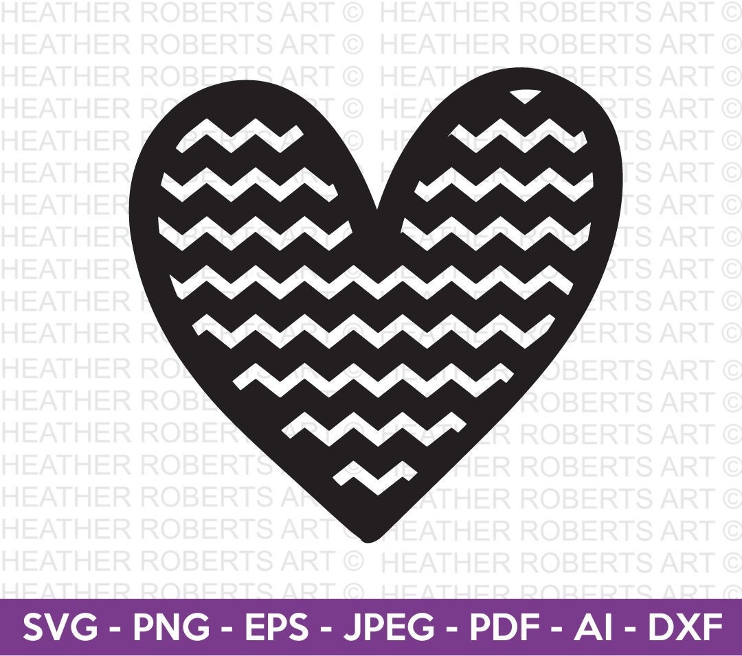 Zigzag Pattern Heart Svg, Heart SVG, Sketch,hand-drawn Heart Svg ...