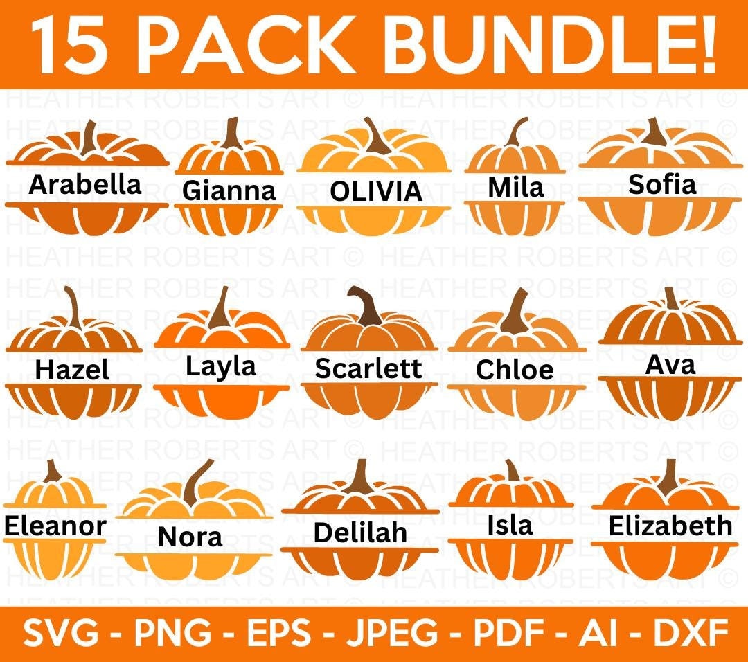 Pumpkin Monogram SVG Bundle, Pumpkin SVG, Pumpkin Vector, Halloween Svg ...