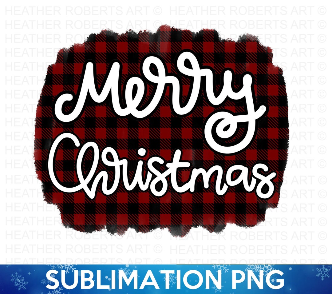 Merry Christmas Red Plaid Sublimation Design (PNG) - Etsy